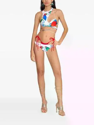 AMIR SLAMA Floral-print Cut-out Bikini Set