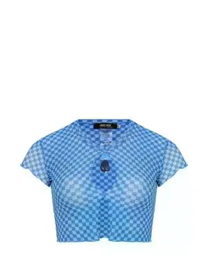 AMIR SLAMA X Jade Picon Checkerboard Cut-out Crop Top