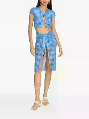 AMIR SLAMA X Jade Picon Checkerboard Cut-out Crop Top
