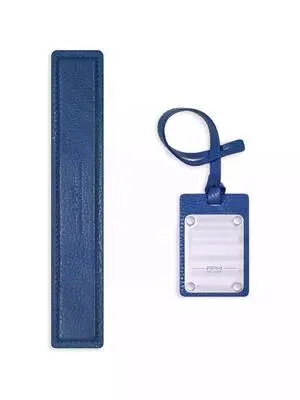 FPM MILANO Metal Leather Address Tag Blue