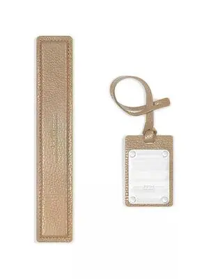 FPM MILANO Shimmer Metal Leather Address Tag Neutrals