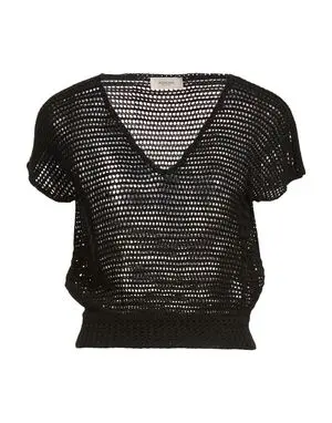 Agnona Silk And Cotton Open-knit Sweater - Black