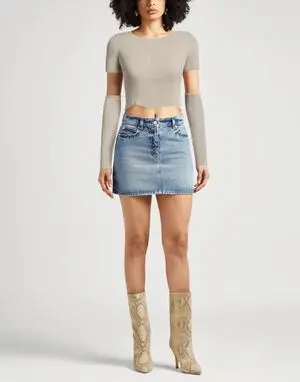 VICOLO Cropped Knit Top With Detachable Sleeves