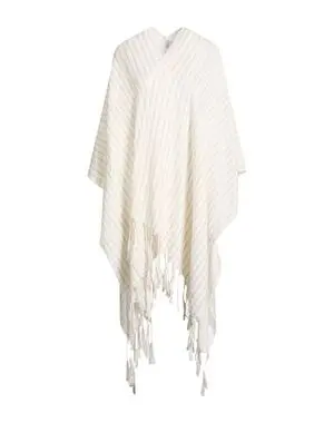 Brunello Cucinelli Woven Cape With Metallic Striped Detail - White