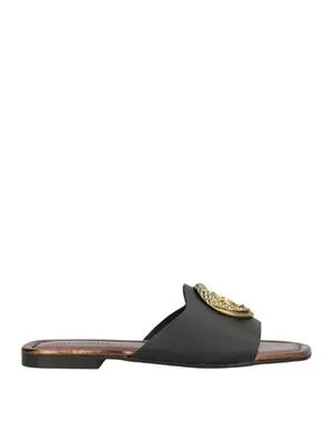 Just Cavalli Leather Slide Sandals - Black