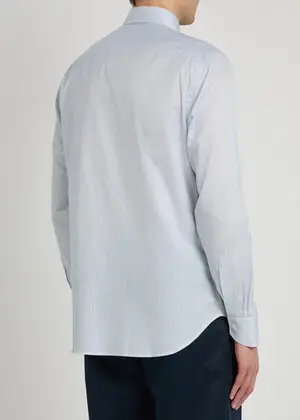 Canali Striped Cotton Shirt - Blue