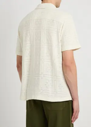 LES DEUX Hector Pointelle Knit Shirt - Ecru