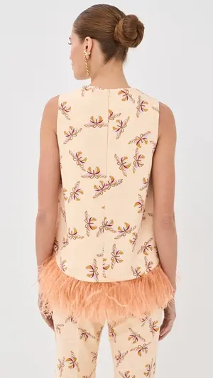 La DoubleJ La Scala Feather-trimmed Top - Farfalla