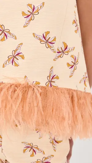 La DoubleJ La Scala Feather-trimmed Top - Farfalla