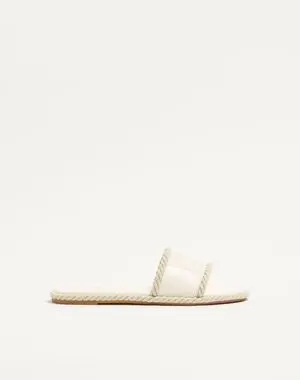 Valentino Garavani Vlogo Torchon Slide Sandals In Nappa Leather - Ivory