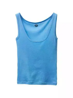 Versace Ribbed Knit Round Neck Sleeveless Tank Top - Blue