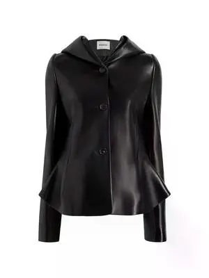 Khaite June Hooded Buttoned Jacket - Black