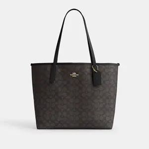 COACH OUTLET Coach® City Tote Bag In Signature Canvas - Gold/walnut/black