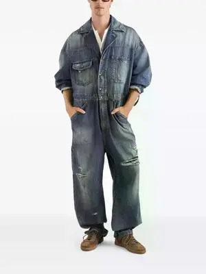Dolce & Gabbana Denim Jumpsuit With Distressed Effect - Blue