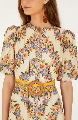 Farm Rio Hilo Stripes Belted Mini Dress - Sand