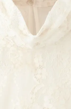 Mango Lace Ruffle Cuff Top