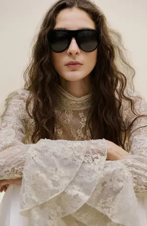 Mango Lace Ruffle Cuff Top