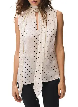 Polka Dot Tie Neck Blouses