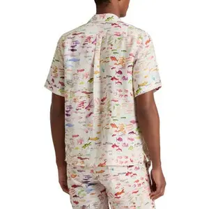 Vilebrequin Linen Bowling Shirt Pescadorvbq X Fabrice Hyber - Paper