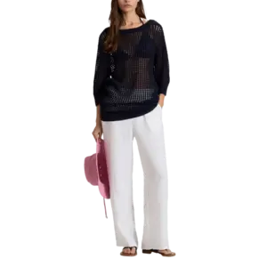 Vilebrequin Crochet Organic Cotton And Linen Sweater - Navy