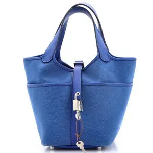 Hermès Cargo Picotin Lock Bag Canvas And Swift Pm - Blue