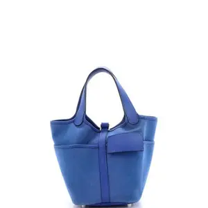 Hermès Cargo Picotin Lock Bag Canvas And Swift Pm - Blue