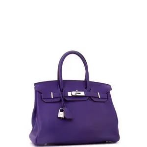 Hermès Birkin Handbag Purple Clemence With Palladium Hardware - Iris