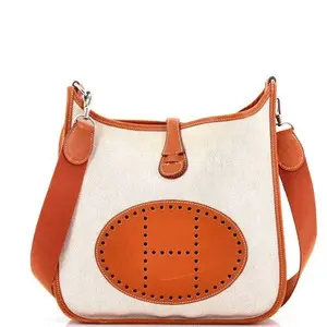 Hermès Evelyne Bag Gen Iii Toile And Leather Pm - Ecru