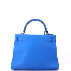 Hermès Kelly Handbag Evercolor With Palladium Hardware 28 - Blue