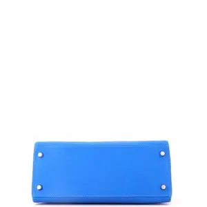 Hermès Kelly Handbag Evercolor With Palladium Hardware 28 - Blue