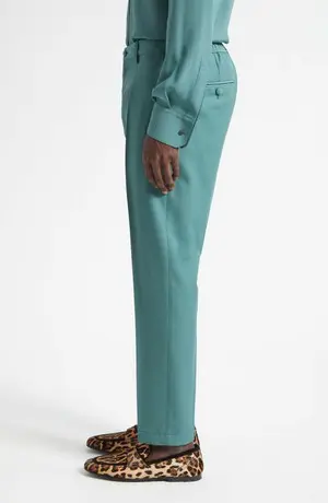 Dolce & Gabbana Cavallo Flat Front Wool Slim Pants - Verde 3