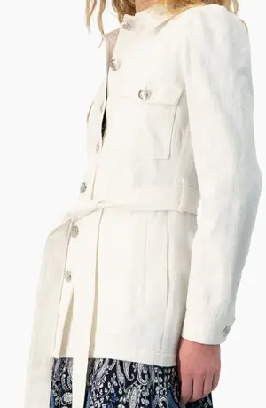 IVONNE Long Biker Jacket With Belt