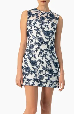 IVONNE Sleeveless Embroidered A-line Dress - White