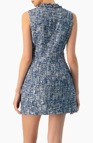 IVONNE Sleeveless A-line Dress With Sequined Boucle Fabric