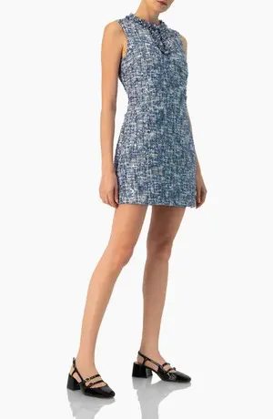 IVONNE Sleeveless A-line Dress With Sequined Boucle Fabric