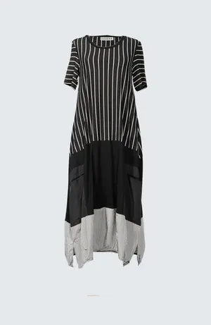 LUUKAA Striped Viscose Jersey Maxi Dress