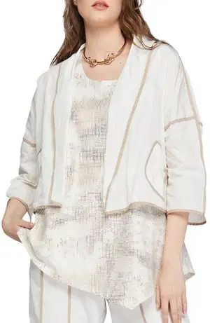 LUUKAA Astrid Short Memory Taffeta Jacket - Ecru