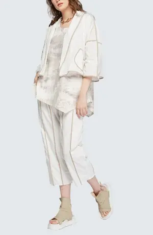 LUUKAA Astrid Short Memory Taffeta Jacket - Ecru