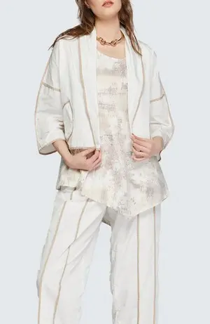 LUUKAA Astrid Short Memory Taffeta Jacket - Ecru