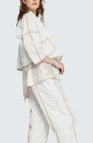 LUUKAA Astrid Short Memory Taffeta Jacket - Ecru