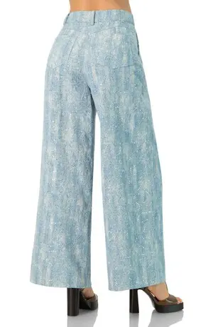 IVONNE Wide-leg Embroidered Jeans - Blue