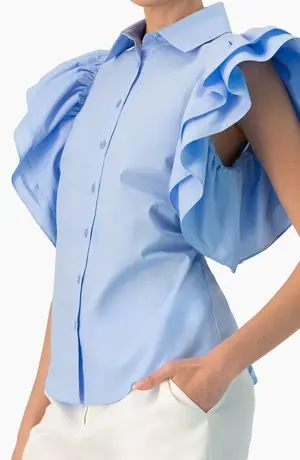 IVONNE Ruffled Sleeve Shirt