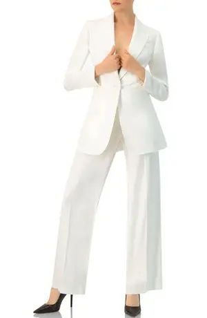 IVONNE Wide-leg Straight Cotton Pants - White