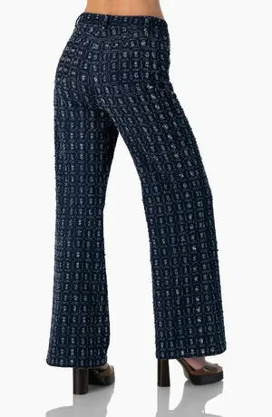 IVONNE Wide-leg Burned-out Jeans - Navy Blue