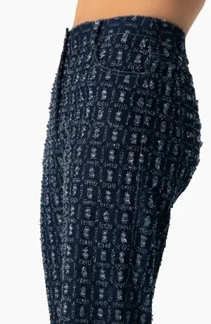 IVONNE Wide-leg Burned-out Jeans - Navy Blue
