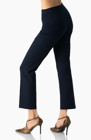 IVONNE Tailored Straight-leg Trousers - Navy Blue
