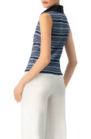 IVONNE Sleeveless Knitted Polo With Classic Collar