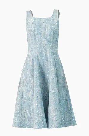 IVONNE Square Neck Midi Denim Dress