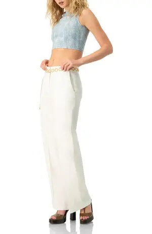 IVONNE Sleeveless Embroidered Denim Crop Top