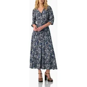 IVONNE Paisley V-neck Maxi Dress - Navy Blue